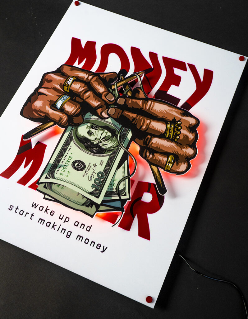 Money Maker LED – Acrylic Wall Art – Shirtsy – On Demand Tee Printing