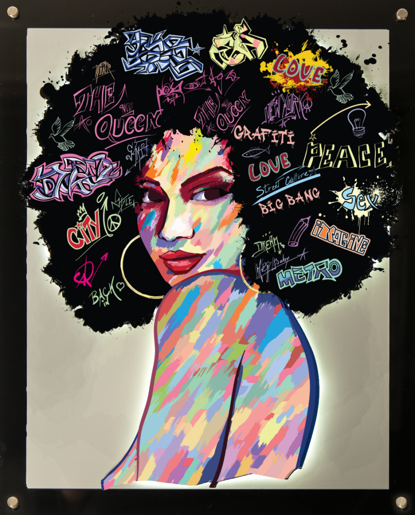 Proud Fun Colorful Black Woman LED Backlit Wall Art – Shirtsy – On ...